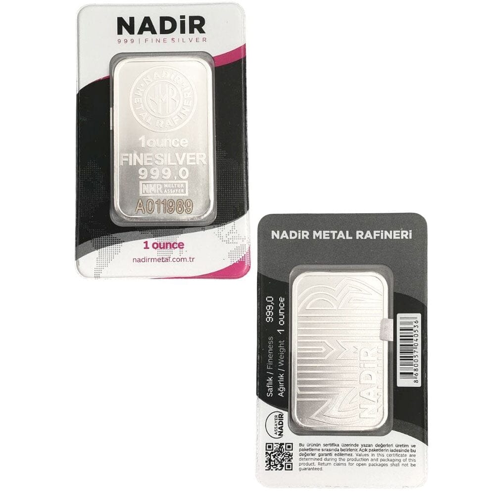1 oz NADIR .999 Silver Bar (New w/ Assay)
