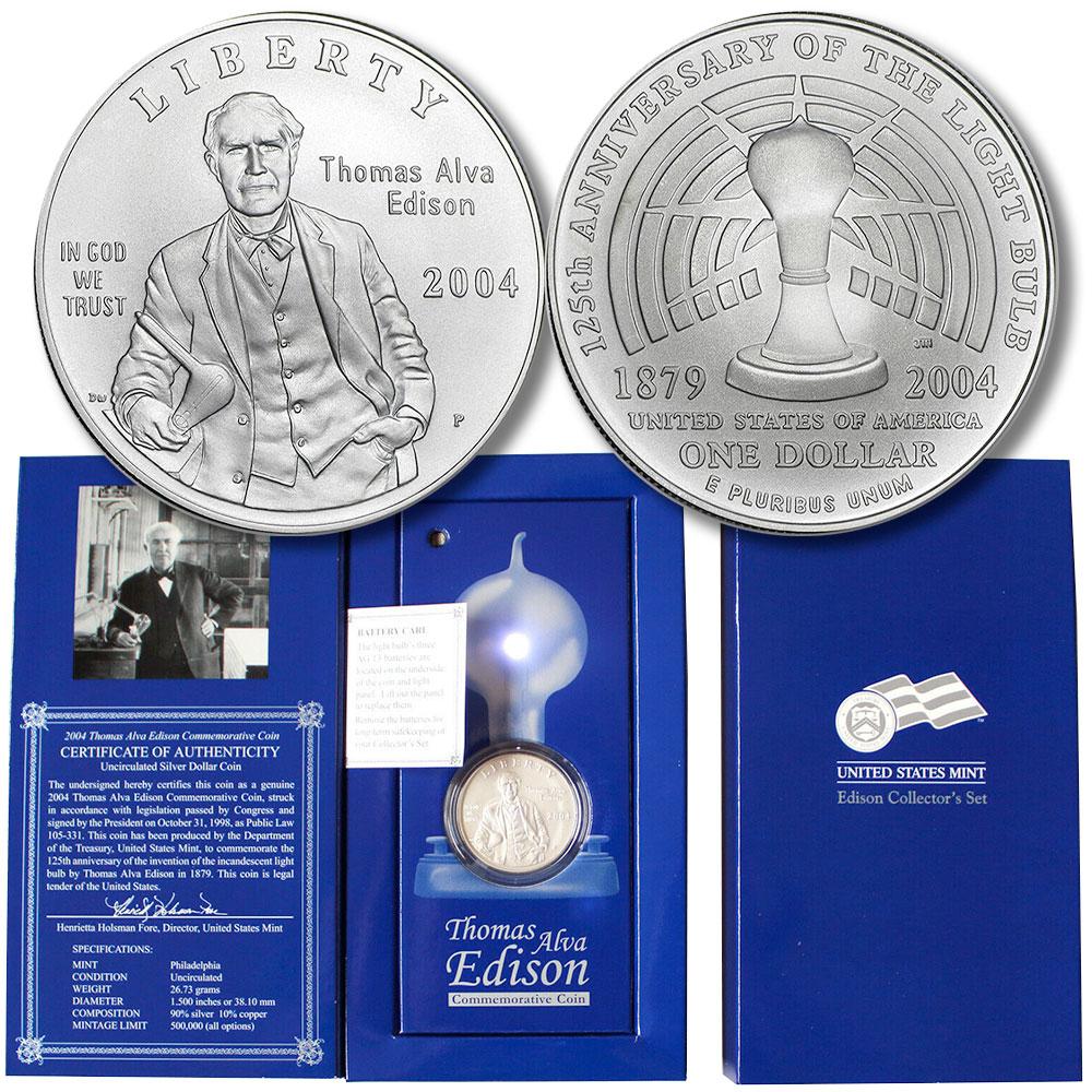 2004 Thomas Edison Collectors Set w/ Silver Dollar Commemorative in OG